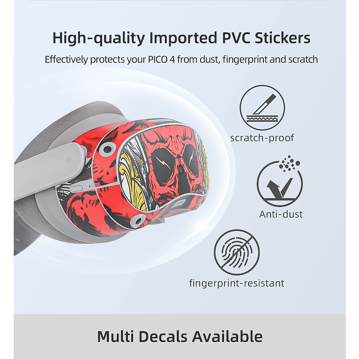 VR Headsets and Controllers Skins Stickers,PVC Sticker Protective Decal Accessories for PICO 4 (2)