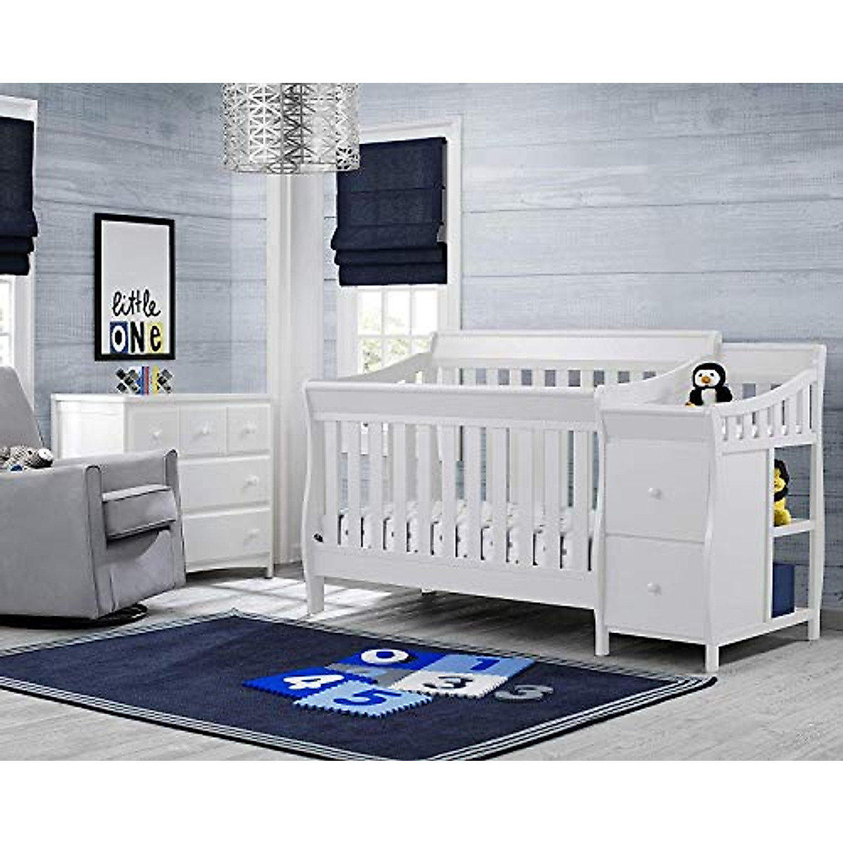 Delta Children Bentley S Convertible Crib N Changer, White + Serta Perfect Slumber Dual Sided Recycled Fiber Core Crib and Toddler Mattress (Bundle)