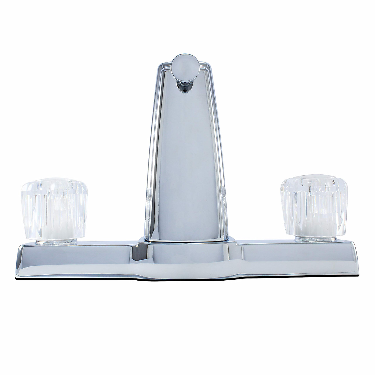 Wasserman Mobile Home RV Non-Metallic Shower Tub Faucet spout, Double Handle, Acrylic Knob, Chrome, 8 inch Centerset, 3 hole, For Travel Trailer, Campers Must Haves, Motorhome Accessories Easy Install