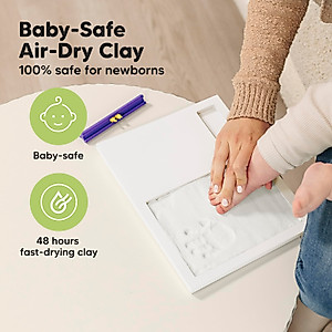 KeaBabies Baby Footprint Kit - Baby Hand and Footprint Kit, Baby Shower Gifts for Mom, Baby Keepsake, Personalized Baby Picture Frame Print Kit, Baby Handprint Kit, Mother's Day Gifts (Alpine White)