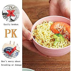 Unbreakable reusable mini Bowls Eco-Friendly Wheat Straw Dinner/Dessert/Salad Bowls Lightweight Noodle Bowl,Dishwasher & Microwave Safe bowls sets 4 Pieces (4.7')