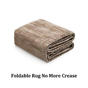 GarveeHome Washable Rug 5x7 Modern Solid Area Rug Indoor Non Slip Throw Floor Cover Contemporary Rug Boho Accent Area Rug Farmhouse Low Pile Rug Carpet for Living Room Bedroom, Taupe