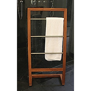 AquaTeak Patented Sula Angled Teak & Stainless Towel Stand