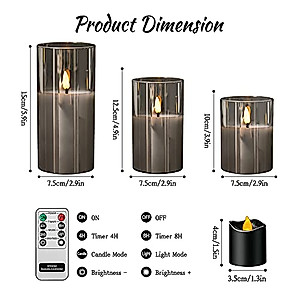 FFG Led Candles with Remote and Timer Set of 6, Flickering Flameless Battery Operated Pillar Candles for Christmas, Indoor and Outdoor Use, Black