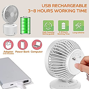 Portable Small Quiet Personal Fan Misting Mini Spray Desk Fan USB Rechargeable Battery-Operated Handheld Fan for Travel Home, Office, Classroom, Outdoor, Mother's Day Gifts