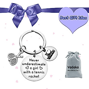 Vadaka Tennis Lover Jewelry Gift Tennis Gift Keychain for Girls Teens Tennis Girl Jewelry Tennis Player Gift Inspirational Gift for Tennis Girl Christmas Birthday Graduation Gift