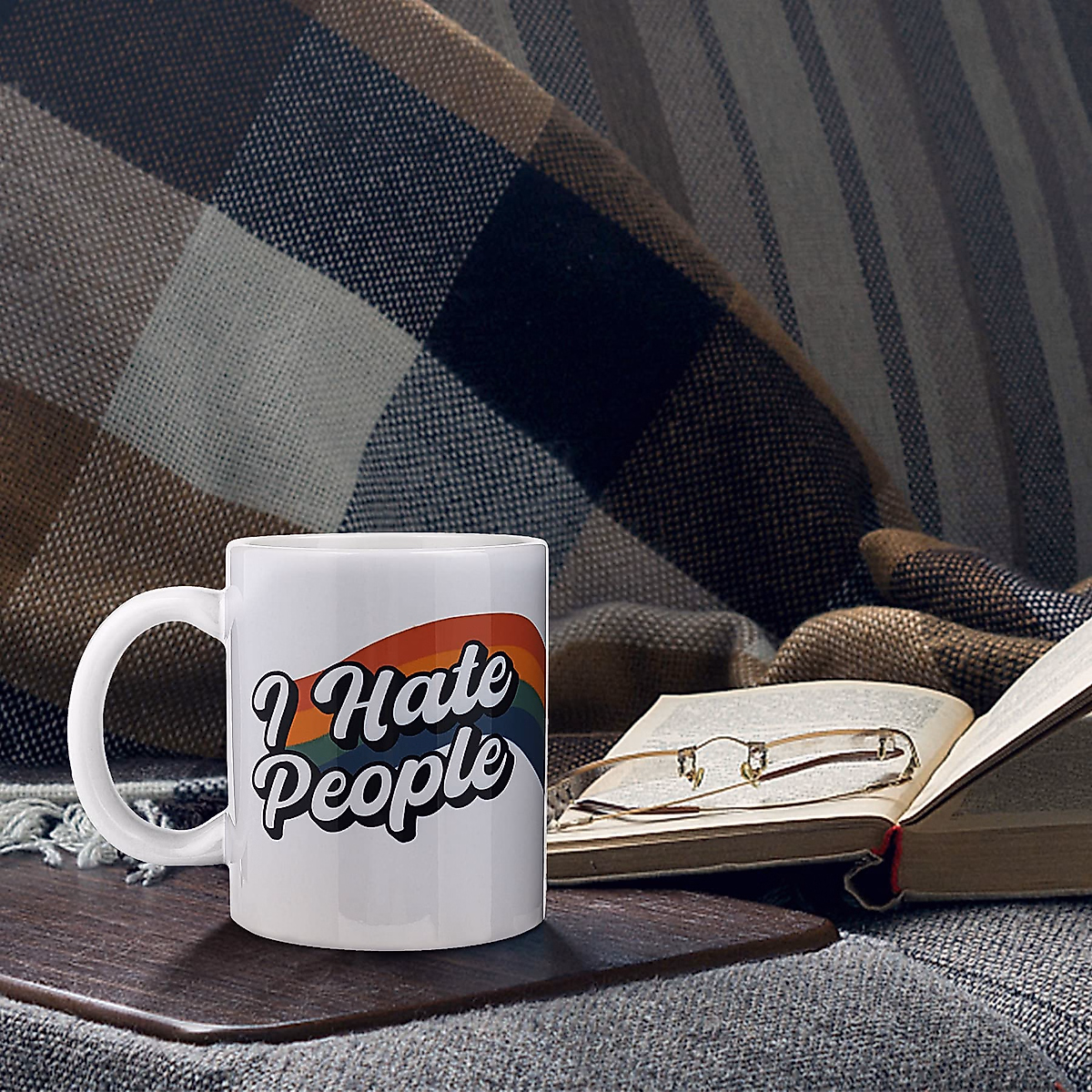 I Hate People Mug - Funny Coffee Mug, I Hate People Funny Mugs For Women Men, Sarcastic Mug Gag Gift For Sister, Friends, Coworker, Brother, Introvert, Ceramic Retro Coffee Mugs For Women 11oz White