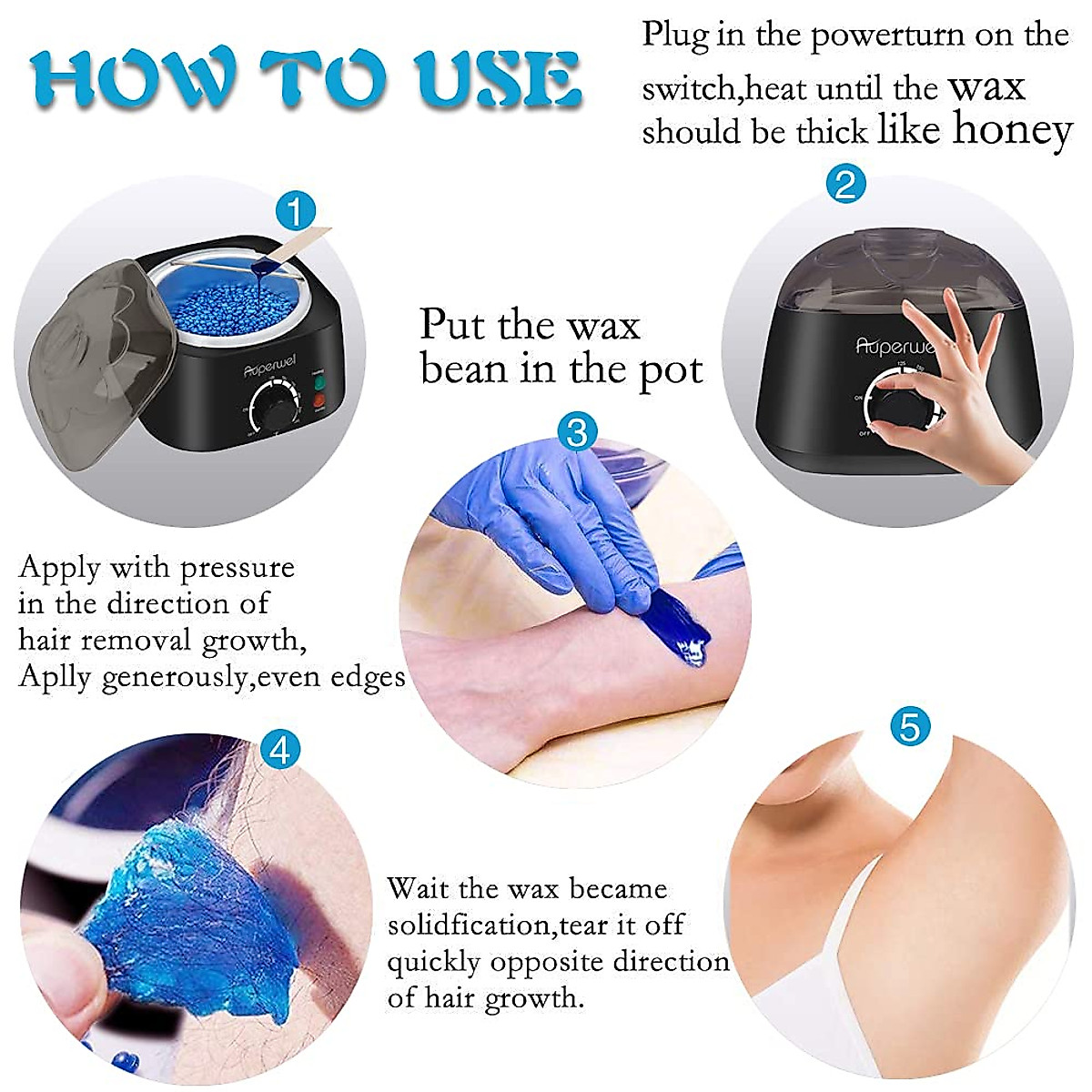 Waxing Kit for Women - Automatic Thermostatic Wax Warmer for Hair Removal Hard Wax Kit with 14.1oz Wax Beads, Beginner Wax Pot Wax Machine for Brazilian Waxing