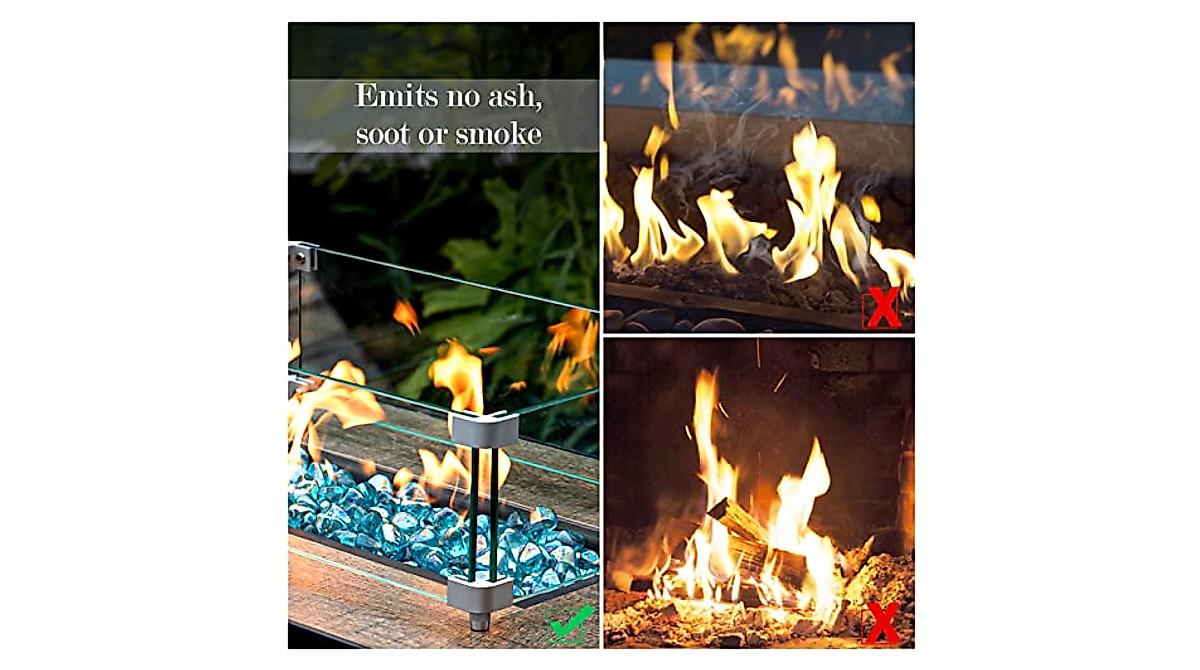 GASPRO 20 lb Fire Glass Diamonds Caribbean Blue – Sparkling Fire Pit Rocks