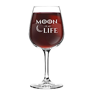 Moon of My Life My Sun and Stars Wine and Beer Glass Set for GOT Fan Couples- 12.75 oz Wine Glass & 16 oz Beer Pint Glass- Present for Mom and Dad- Inspired by GOT- Husband Wife Gift