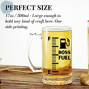 Onebttl Boss Gifts for Men Beer Lovers - 17 oz Heavy Beer Stein Mug with Handle for Boss as Birthday Christmas Gift - BOSS FUEL