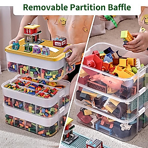 POSHIGE Stackable Toys Organizer Storage Case, Stackable Storage Container with 16 Big Compartments, Storage Box Compatible with Lego Storage Organizer, Calico Critter, Hot Wheels, Mini Action Figures