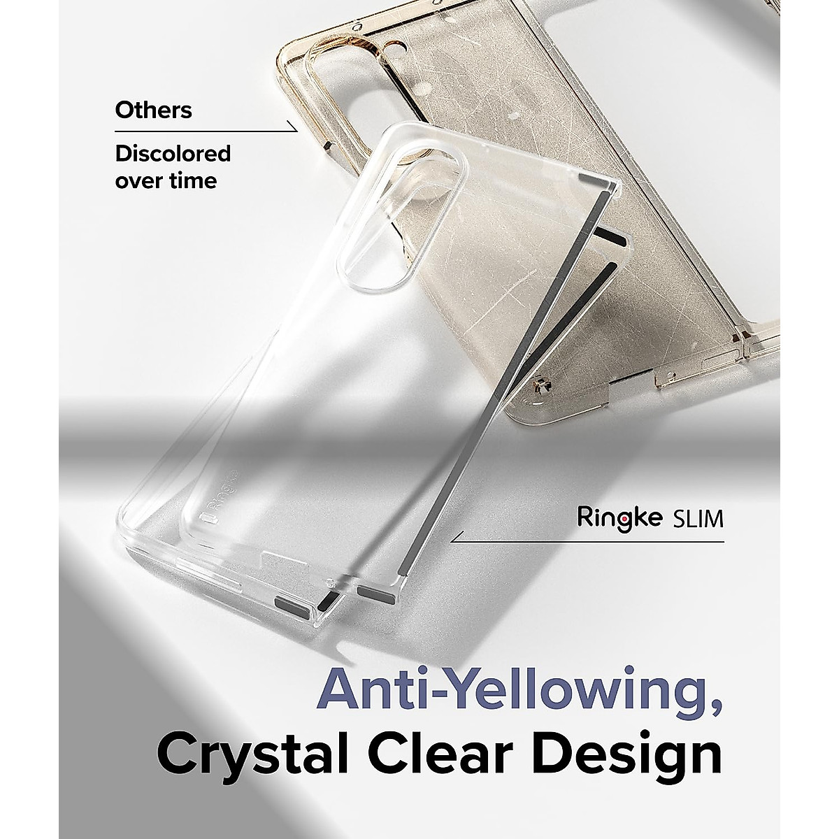 Ringke Slim [Prevents Oily Smudges] Compatible with Samsung Galaxy Z Fold 5 Case, Anti-Fingerprint Technology Smudge Proof Translucent Phone Cover for Women, Men - Matte Clear