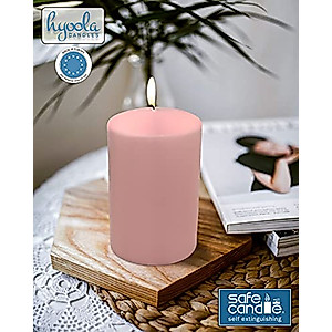 Hyoola Light Pink Pillar Candles 2x3 Inch - 4 Pack Unscented Pillar Candles Bulk - European Made