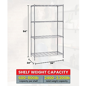 Quantum Storage Systems WR54-2424C Starter Kit Wire Shelves Chrome 4 Shelves 54" H x 24" W x 24" D