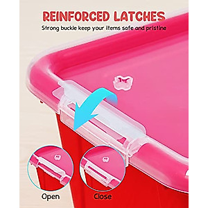 GAMENOTE Multicolor Storage Bins with Lids - 5 Qt 6 Pack Small Cubby Bins Stackable Plastic Containers for Classroom Book Bin Toy Organizers (12× 7.2 × 5.1 inches)