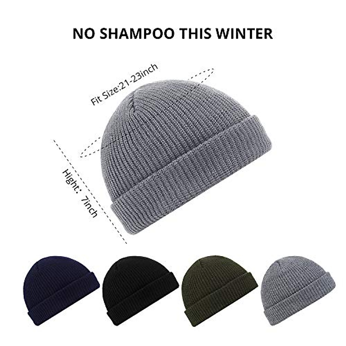 SATINIOR Trawler Beanie Watch Hat Roll-up Edge Skullcap Fisherman Beanie for Women Men (Dark Gray)