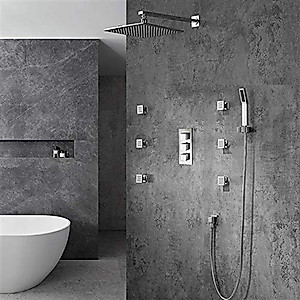 Bath Select Velar Brass Bathroom Shower Set N45 - BATHROOM-TAPN45 With Rain Shower Head, Hand Shower, Mixer, Diverter & 6 Body Jets Classic Style Wall Mount Shower Set - 10 Inch