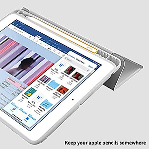 Aoub Case for iPad Mini 5 2019 with Pencil Holder, Slim Lightweight Trifold Stand Smart Cover, Soft TPU Back Cover Case for iPad Mini 5th Generation 7.9 inch, Auto Sleep/Wake (Gray White)