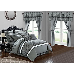 Chic Home Dinah 24 Piece Bed in a Bag Comforter Set, Queen, Grey