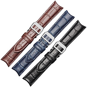 Replacement leather watch strap for IWC Portuguese curved men's watch belt Portuguese meter 7 pilot leather bracelet 22mm (22mm,Blue)