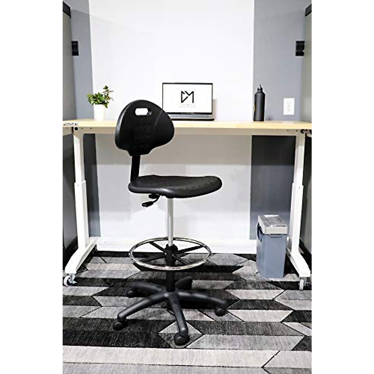 Chair Master Drafting Stool - Easy to Clean! Ergonomic Polyurethane Chair. Seat Height Adjustable (23"-33") Heavy Duty Adjustable Footring for Home, Automotive, Lab, Cleanroom