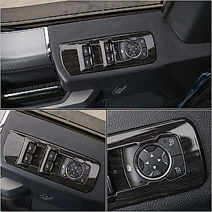 Voodonala Black Wood Grain Window Lift Panel Switch Trims Kit for 2015 2016 2017 2018 Ford F150