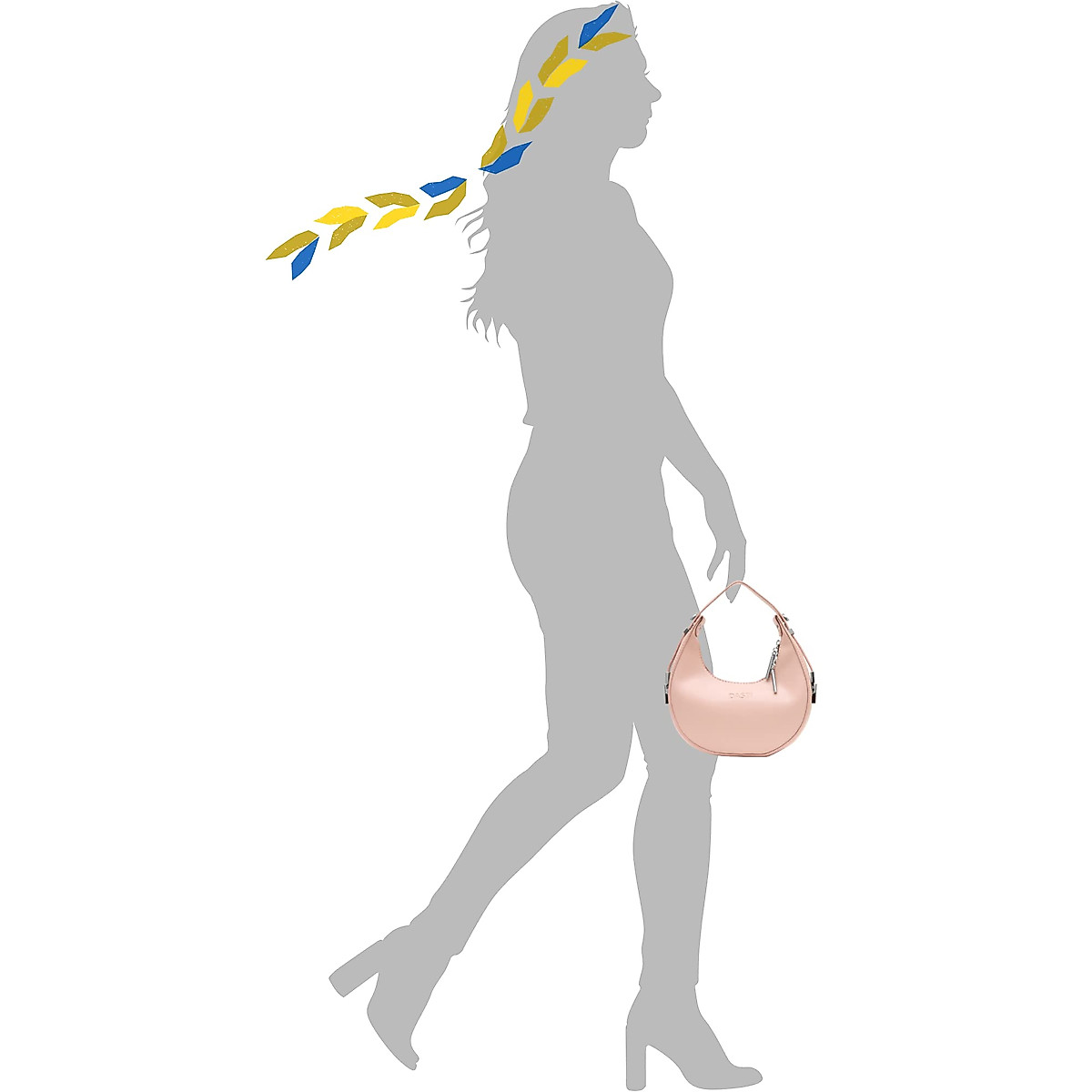 DASTI Half Moon Inspired By Designer Small Pink Purse Convertable Trendy Top Round Handle Side Bag For Women Vegan Leather Hobo Fashionable Chic