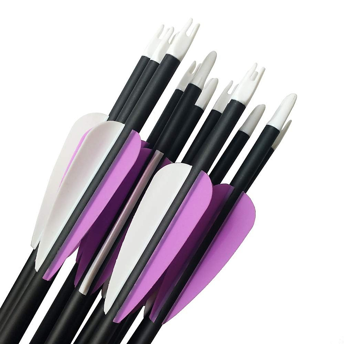12 Pcs 30 Inch Archery Carbon Arrows 500 Spine Hunting Practice Target Carbon Arrows Shaft with 100 Grain Replaceable Tips for Archery Compound & Recurve & Traditional Bow (Purple Arrow)