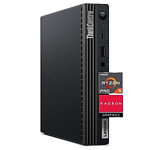 Lenovo ThinkCentre M75q Gen 2 Tiny, AMD Ryzen 5 Pro 5650GE Hexa Core (Beats Intel i7-1260P) 16GB RAM, 256GB NVMe, W11P, 3YR, Home & Office Tiny Desktop