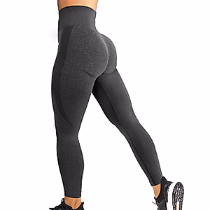 YEOREO Women Seamless Workout Leggings Gym High Waist Smile Contour Yoga Pants Gray