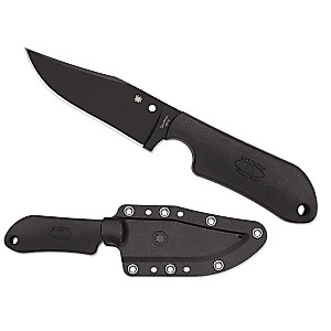 Spyderco Street Beat Fixed Blade Knife with 3.51" VG-10 Steel Black Blade and Premium Injection-Molded Polymer Sheath - PlainEdge - FB15PBBK