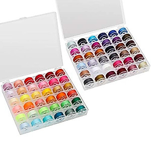 WIWAPLEX 72 Pcs Prewound Bobbins Sewing Threads Standard Size and Assorted Colors Thread Bobbins with Bobbin Case for Brother/Babylock/Janome/Elna/Singer Embroidery Machine (72 Colors)