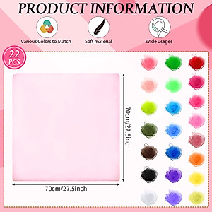 Bokon 22 Pcs 50s Retro Chiffon Sheer Square Neck Head Scarf for Women Handkerchief Lightweight Satin Ribbon Scarf Hemmed Sheer Neck Scarf Juggling Dance Scarf Set, 27.5 x 27.5 Inches