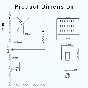 Holispa Shower Faucet Set, Brushed Nickel Tub Shower Faucet with 8-Inch Rainfall Shower Head and Tub Spout, Shower Tub Faucet Set Complete (Included Shower Valve), Tub Shower Trim Kit, Brushed Nickel