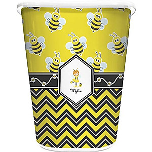RNK Shops Buzzing Bee Waste Basket - Double Sided (White) (Personalized)