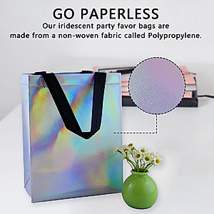 Abvsdu 12PCS Iridescent Gift Bags, 8x4x10 Inch Reusable Holographic Gift Bag with Handle - Perfect for Gift Bags, Birthday Gift Bags, Party Gift Bags