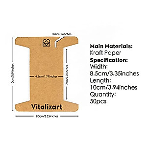 Vitalizart Ribbon Storage Organizer 50 Pcs Ribbon Spools Empty Cardboard Yarn Bobbins Holder for Gift Wrap Storage Craft Embroidery Crochet Cross Stitch Thread Craft Organizer