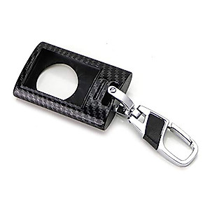 iJDMTOY Glossy Black Carbon Fiber Finish Exact Fit Key Fob Shell Cover w/Keychain Compatible with Cadillac ATS CTS DTS XTS SRX STS Escalade or Chevrolet C7 Corvette, etc