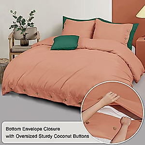 PHF Brick Red Duvet Cover Queen Size, Comfy Lightweight Skin-Friendly Comforter Cover Set with Button Closure, Soft Durable Bedding Collection with 2 Pillowcases for All Season, 90" x 90"