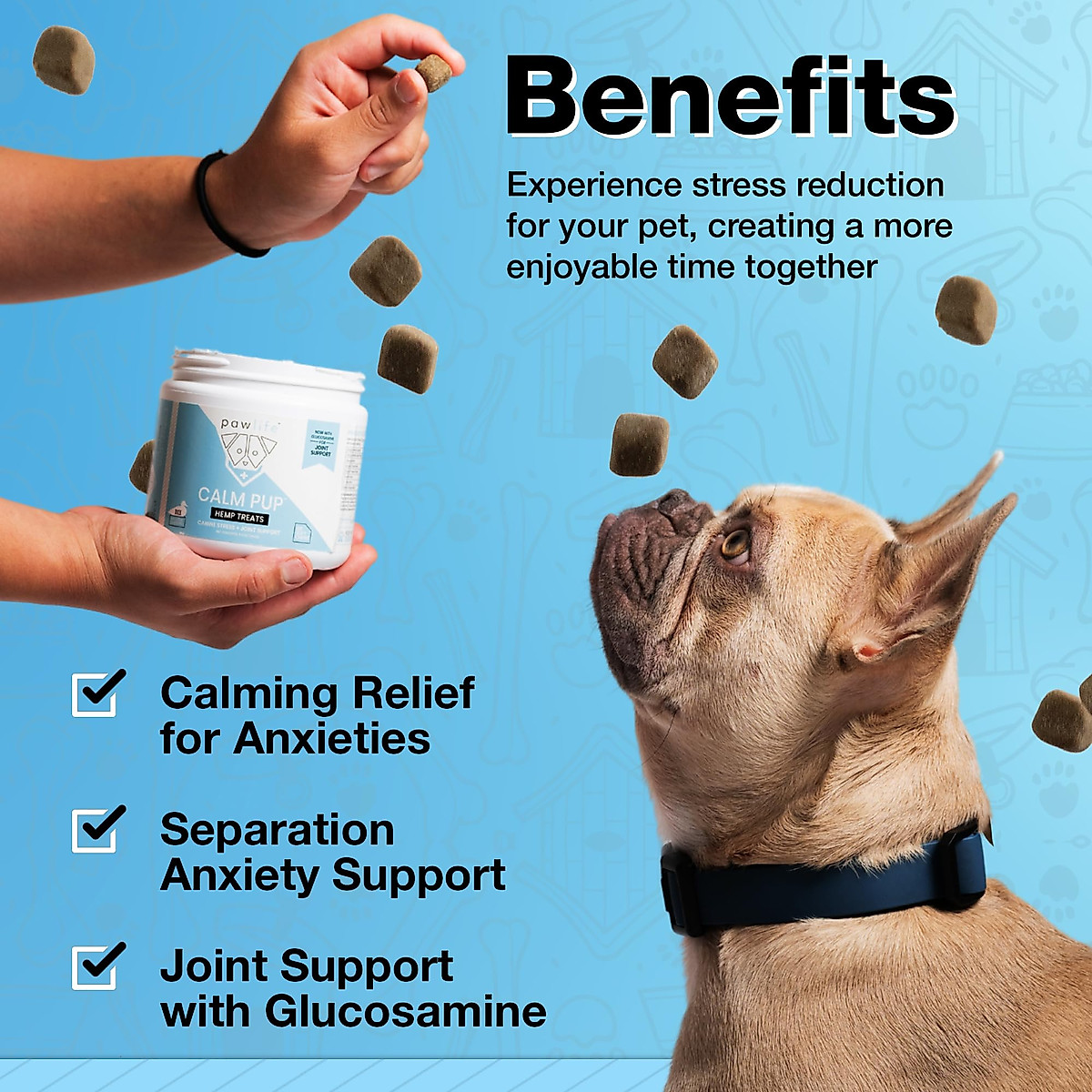 pawlife Hemp Dog Calming Chews - Anxiety Relief Treats, 60 Calming Treats for Dogs, Organic Calm Pup Dog Anxiety Relief, Calming Care for Dogs (Duck Flavor)