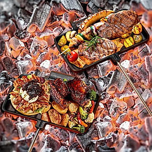 Alytree Double Pie Irons for Camping Cast Iron, Portable Mountain Campfire Pie Maker, Cast Iron Campfire Pudgy Maker, Sandwich Press for Camping