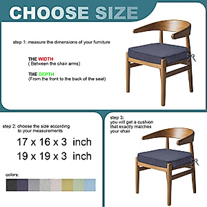 Pcinfuns Indoor/Outdoor Memory Foam Chair Cushions,Thick 19"x19"x3" Chair Cushion for Patio Furniture,Water-Resistant Durable Seat Pads with Ties,Blue Grey,4 Pack