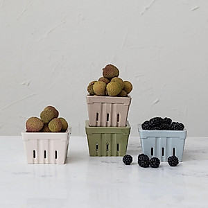 Creative Co-Op Textured Stoneware Berry Basket, Set of 4
