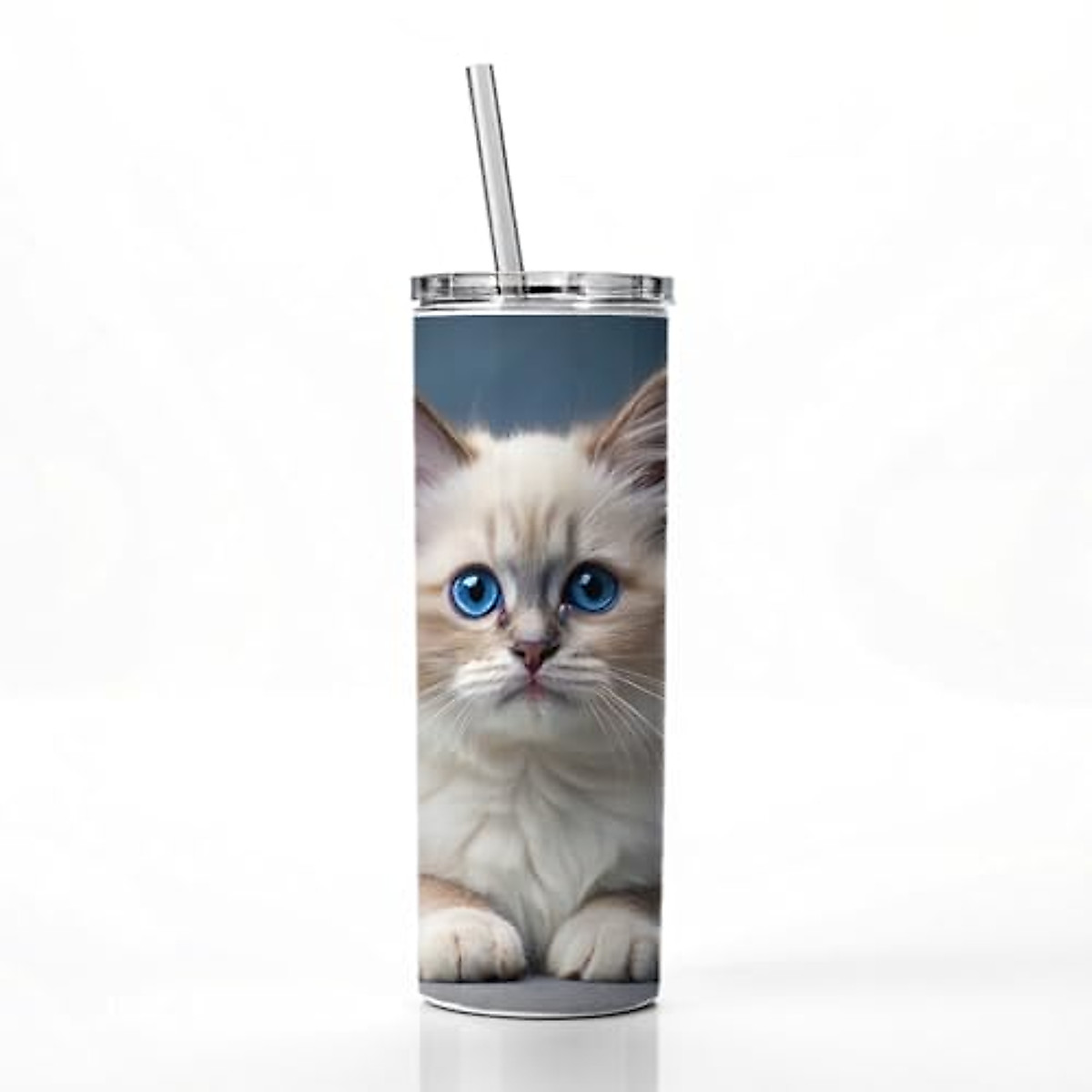 Ragdoll Cat Kitten Photo Skinny Tumbler 20oz with Straw Insulated Water Bottle Gift