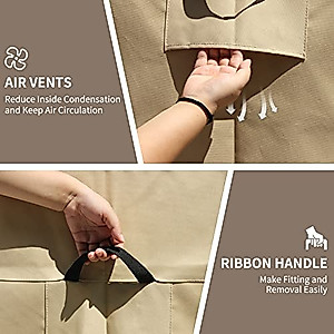 GDcaptain Fire Pit Cover Round 50Inch Durable Gas Fire Pit Cover Waterproof and UV-Resistant Patio Fire Bowl Cover for All Weather Protection Beige