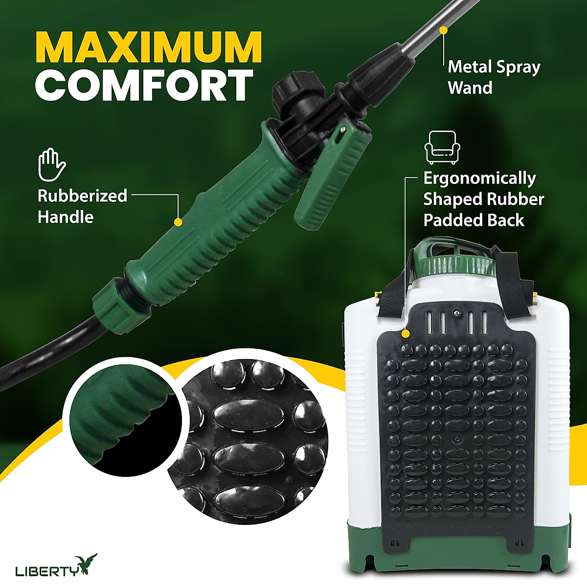 Liberty 4 Gallon, Battery Powered, Professional Grade, Backpack Electric Sprayer with Long Life Battery and Multiple Nozzles