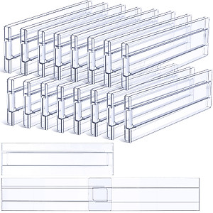 Marsui 18 Pack Clear Drawer Dividers Organizer 3.2" High Adjustable Expandable from 11-19" Plastic acrylic Drawers Separators for Dresser Organizer Bedroom Clothing Office Storage Kitchen Utensils