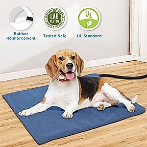 Pet Heating Pad for Dogs Cats, 6 Adjustable Temperature&Time,Safe Heated Dog Bed Mat -M: 16 x 20 INCH