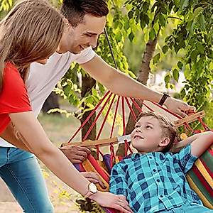 HBlife Hammock, Red 2 Person Cotton Canvas Portable Hammock, Sturdy and Comfortable Double Hammock for Tree, Camping, Backyard and Beach, Carrying Bag Included